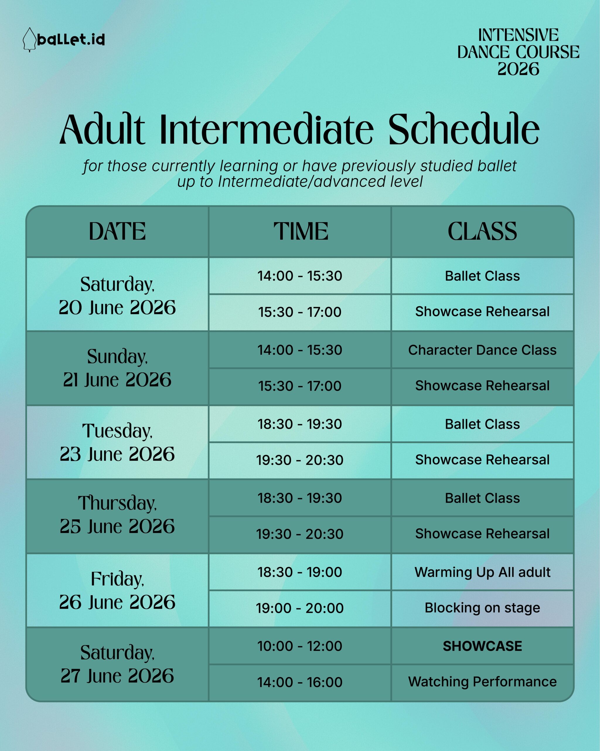 INTENSIVE DANCE COURSE 2026 - Ballet.id