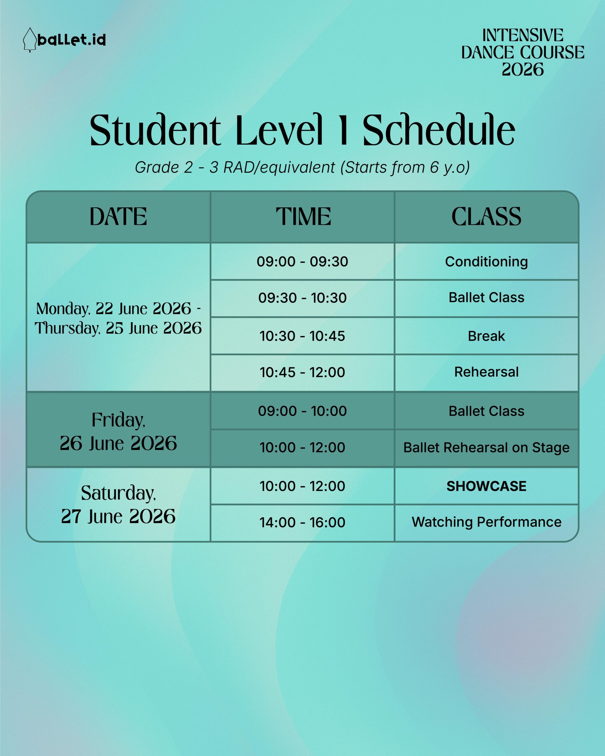 INTENSIVE DANCE COURSE 2026 - Ballet.id