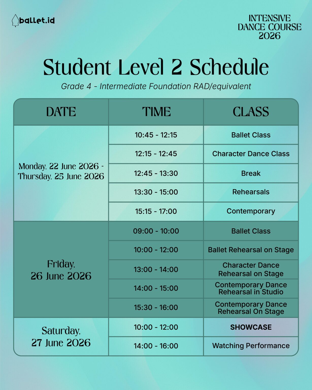 INTENSIVE DANCE COURSE 2026 - Ballet.id